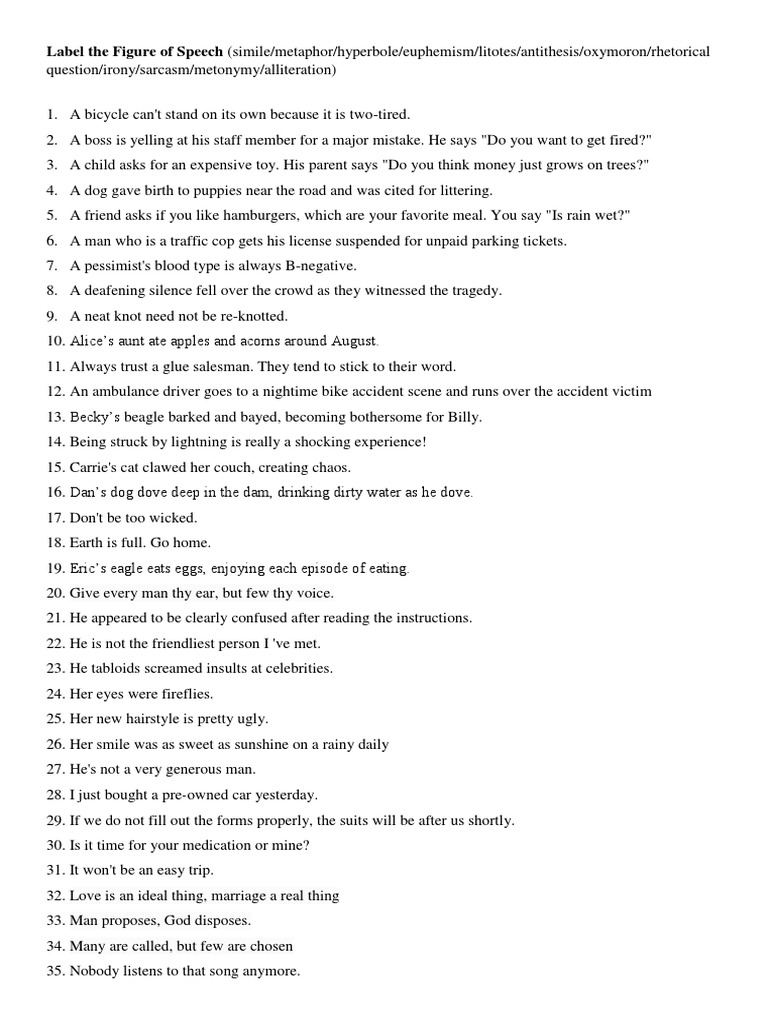 Identifying Figures of Speech | PDF