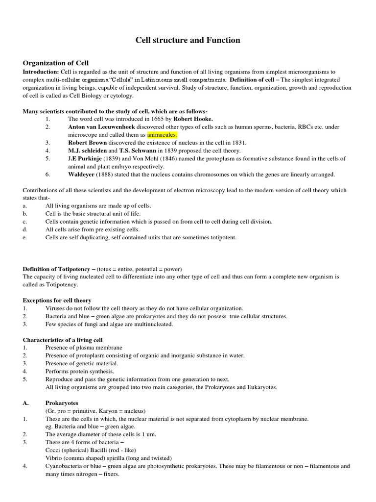 NEET - Biology - Cell Structure and Function | PDF | Endoplasmic ...