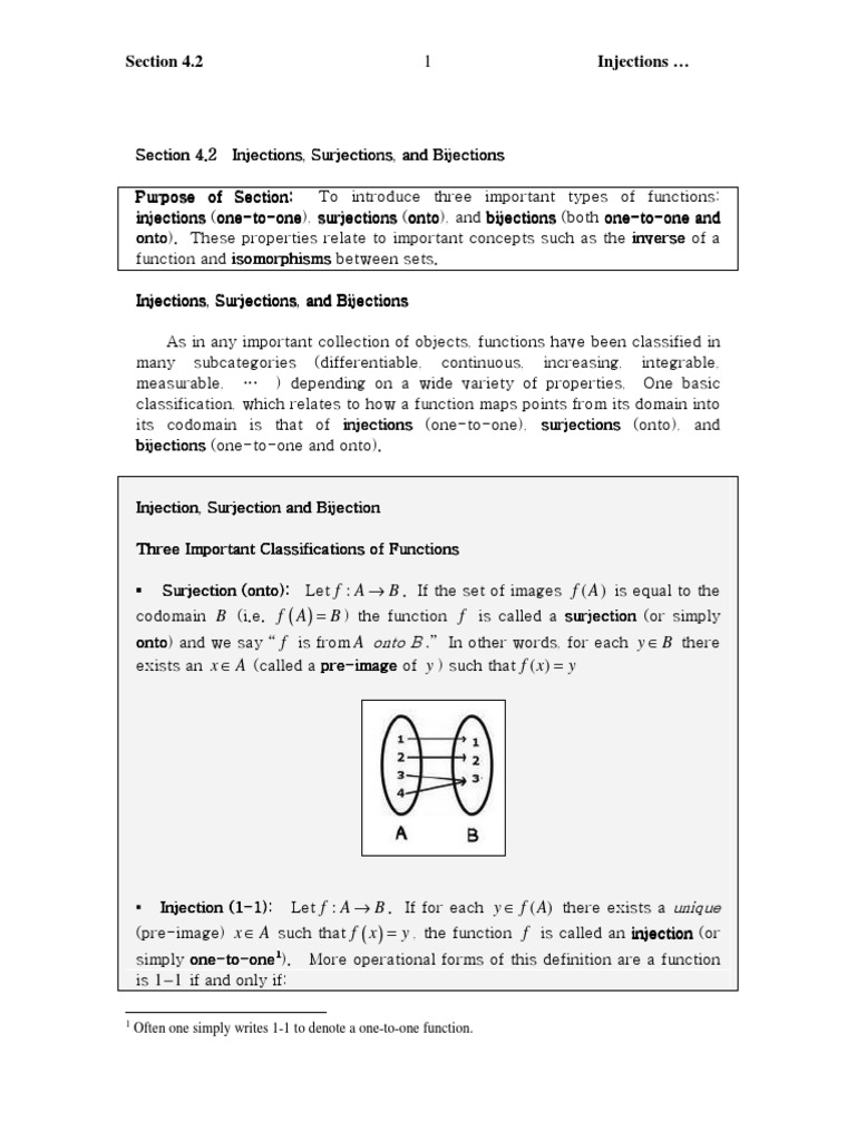 Section 4.2 Injections | PDF | Function (Mathematics) | Mathematical ...