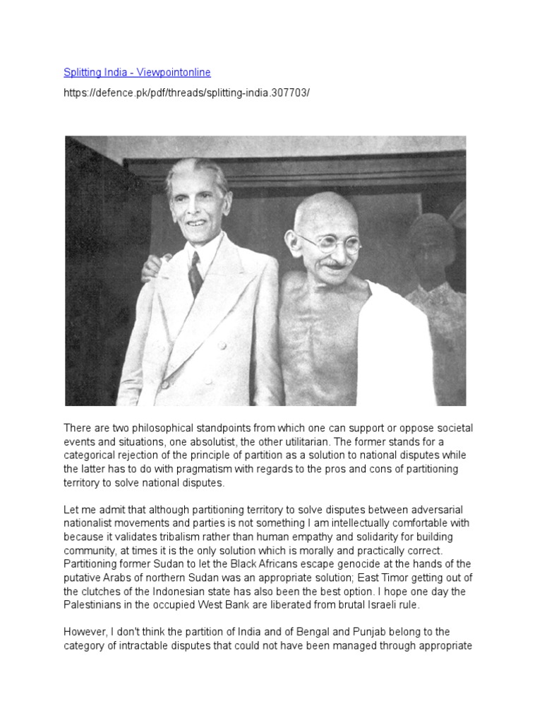 Splitting India Full | PDF | Partition Of India | Mahatma Gandhi
