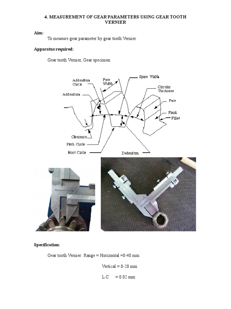Measuring Gear Parameters Using a Gear Tooth Vernier | PDF