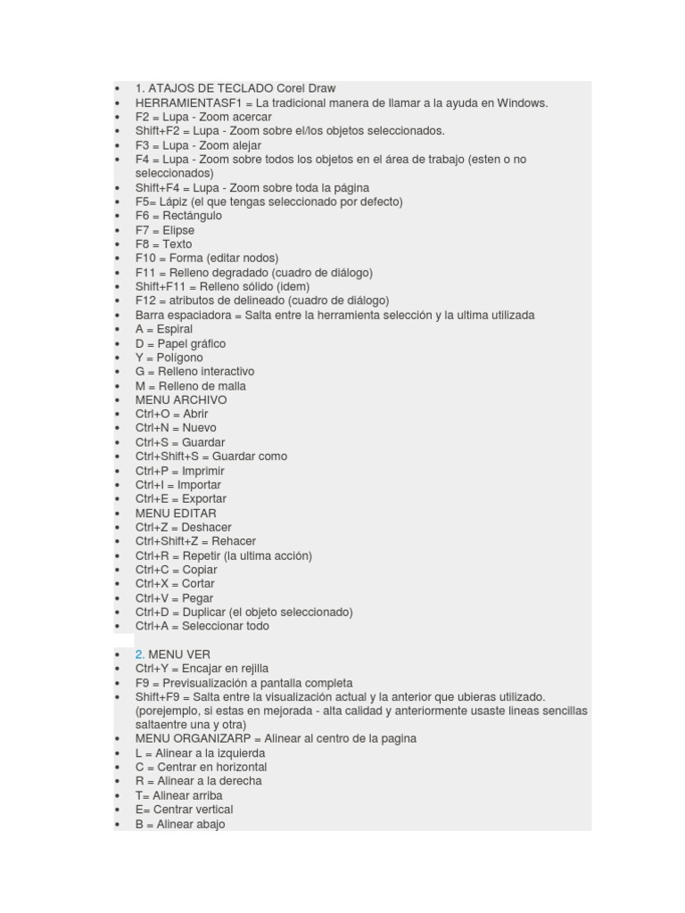 Atajos Corel | PDF | Point and Click | Ventana (informática)