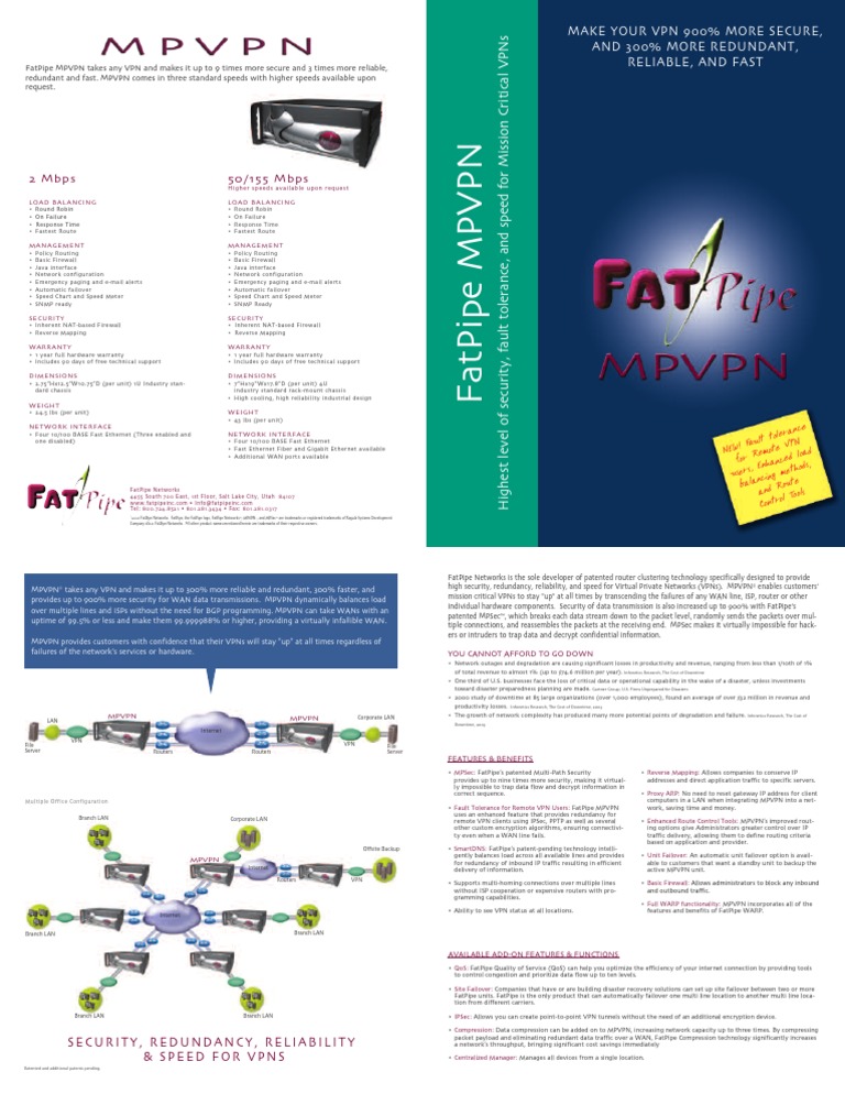 Fatpipe MPVPN Brochure PDF | PDF | Virtual Private Network | Router ...