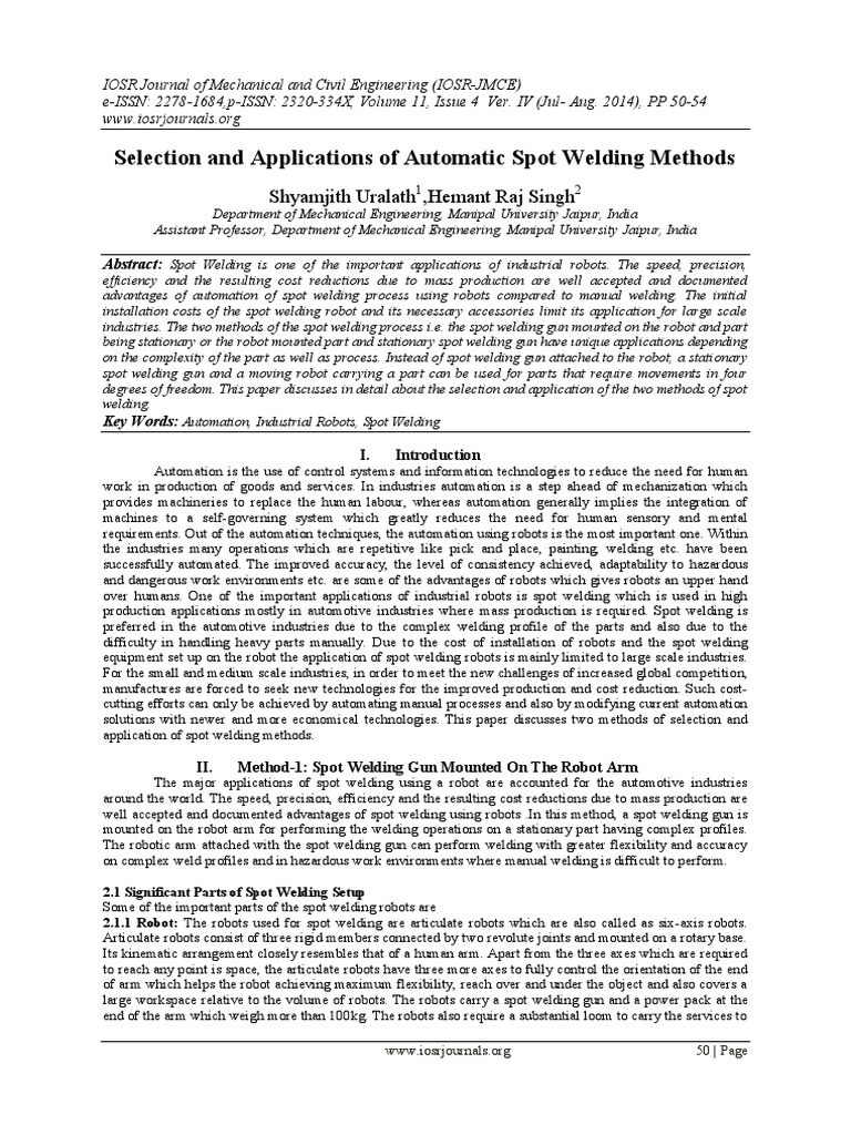 Selection and Applications of Automatic Spot Welding Methods | PDF ...