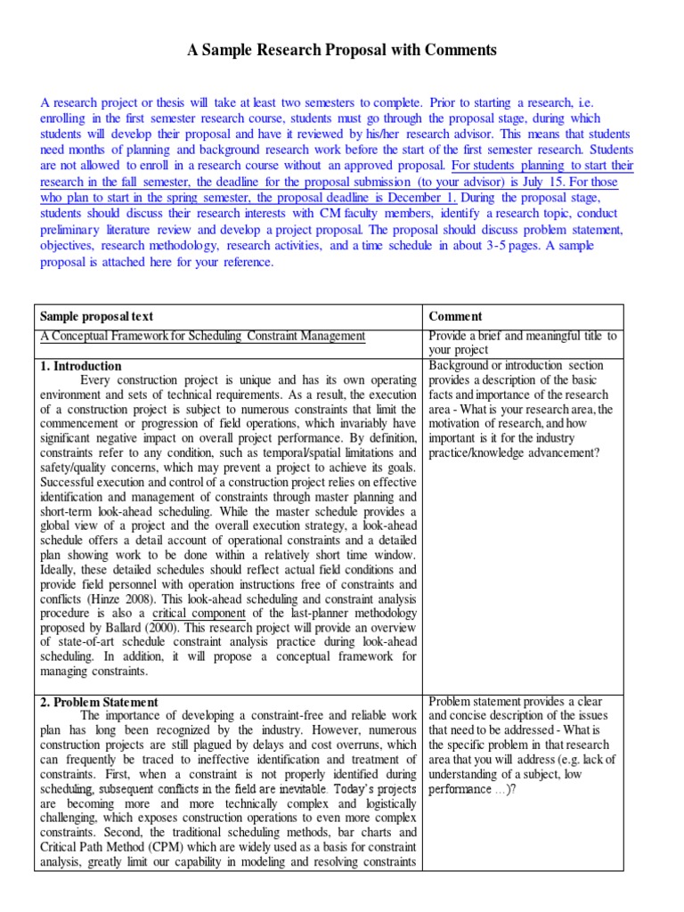 A Sample Proposal With Comment | PDF | Conceptual Model | Scheduling ...