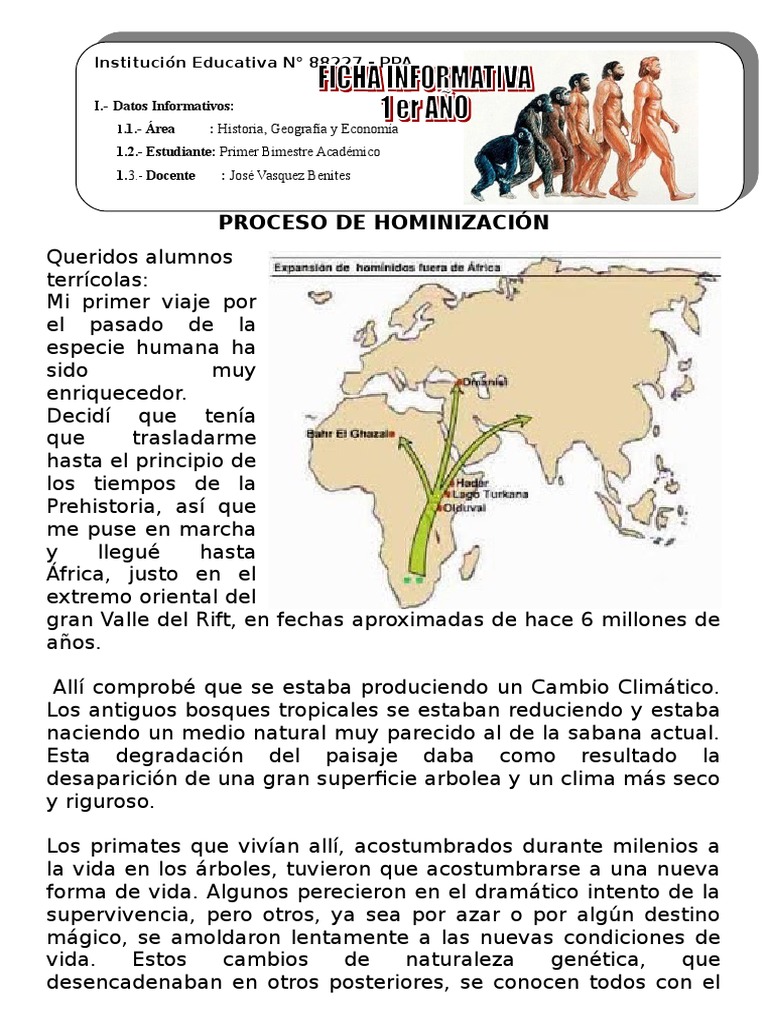 Ficha Hominizacion | PDF | Homo | neanderthal
