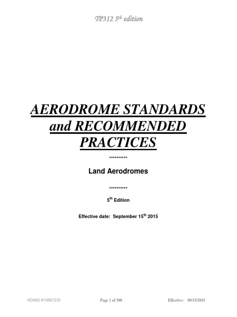 Tp312 5th Edition - Aerodrome Standards and Recommended Practices | PDF ...