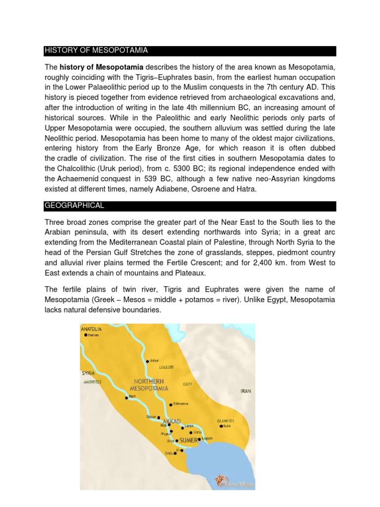 History of Mesopotamia | PDF | Mesopotamia | Euphrates