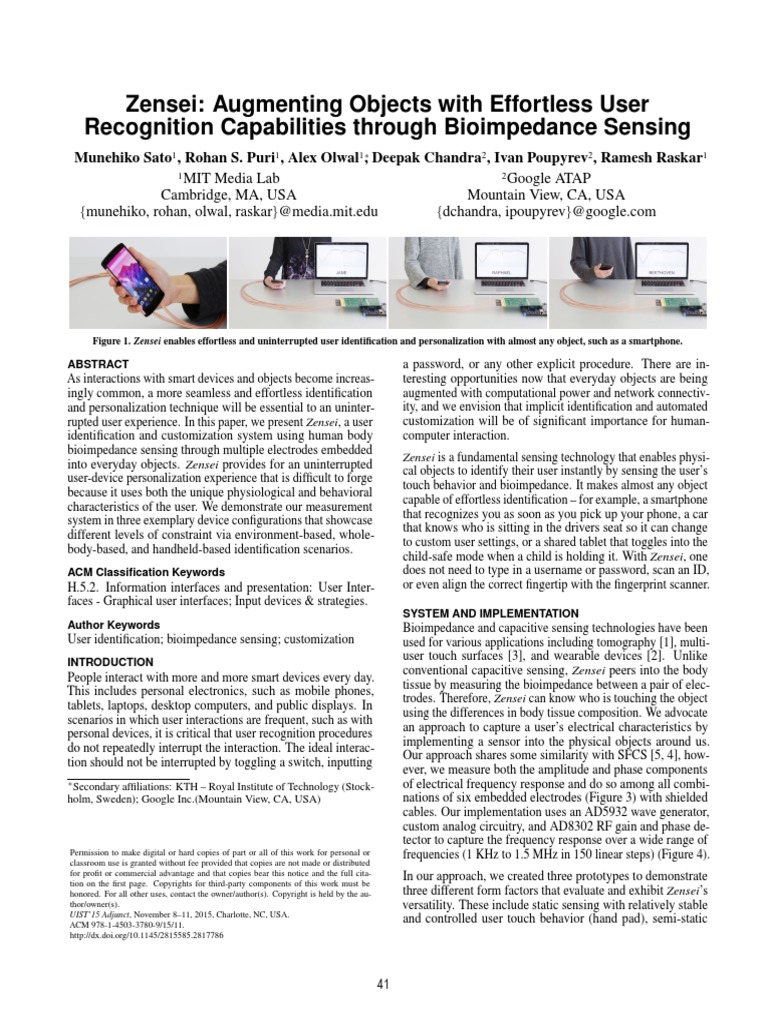 Zensei-Embedded, Multi-Electrode Bioimpedance Sensing For Implicit ...