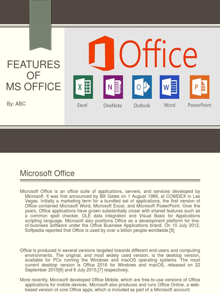 Features of MS Office by Rawal Kishore | PDF | Microsoft Office ...