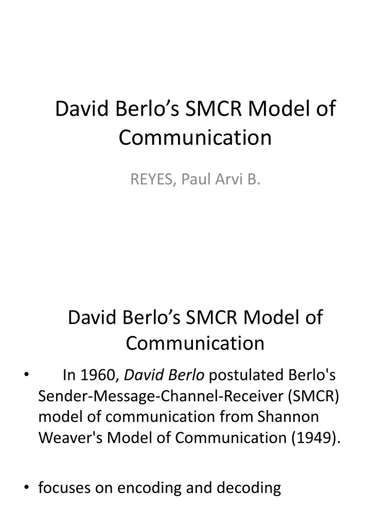 David Berlo's SMCR Model of Communication | PDF