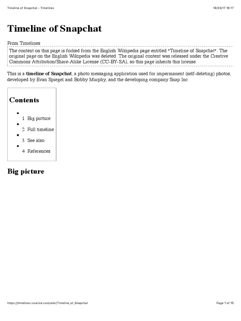 Timeline of Snapchat - Timelines2 | PDF | Snapchat | Instagram