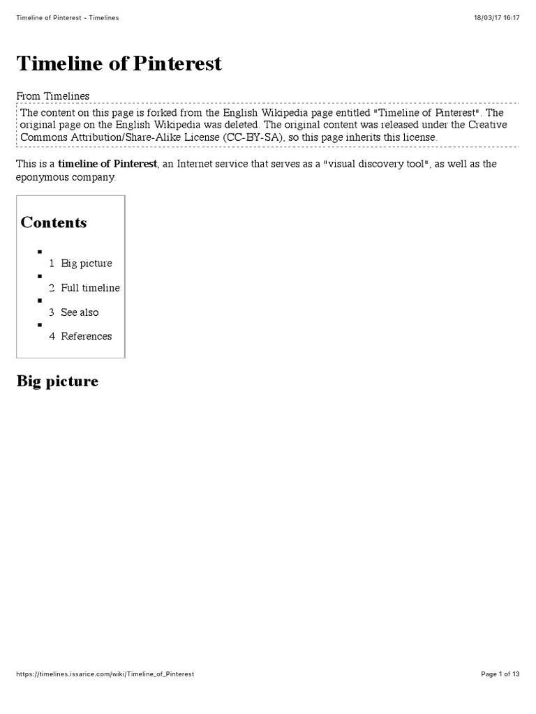 Timeline of Pinterest - Timelines2 | PDF | Pinterest | Online Services