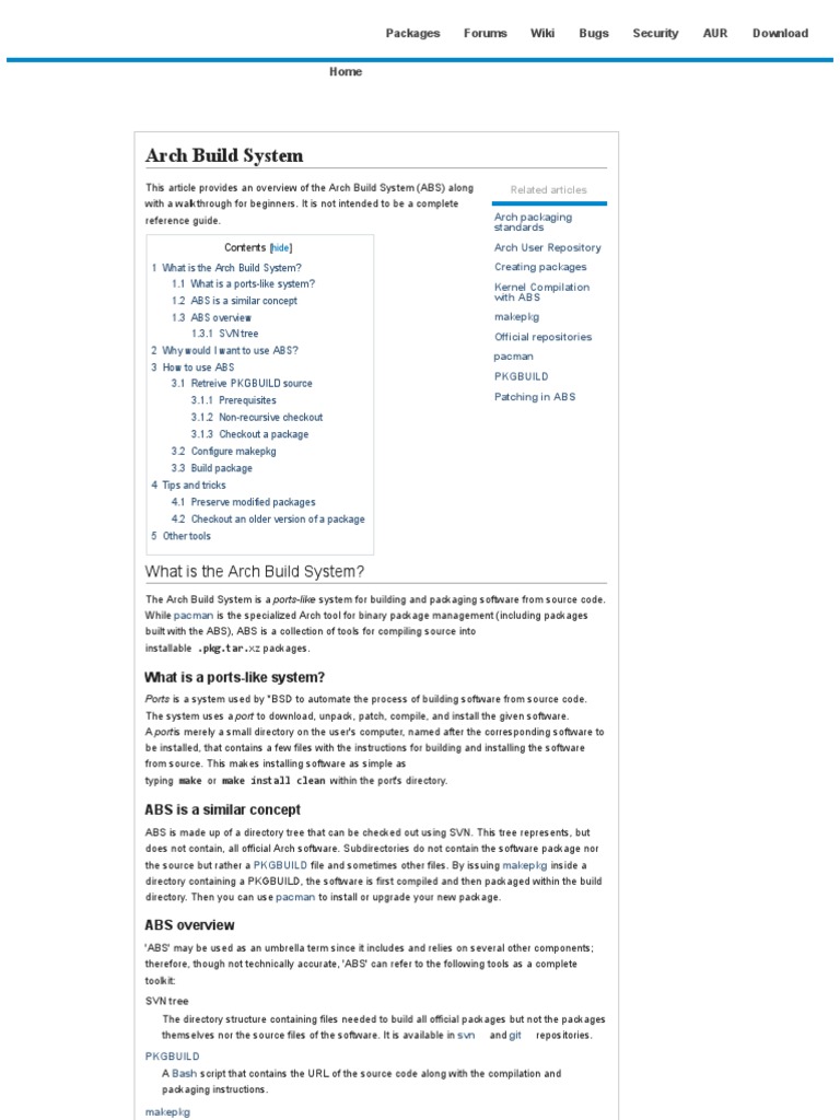 Arch Build System - ArchWiki | PDF | Intellectual Works | System Software