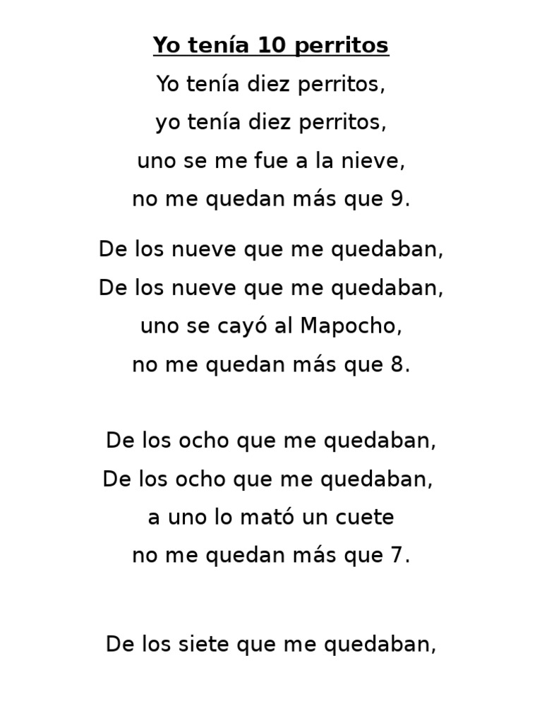 Yo Tenia 10 Perritos | PDF