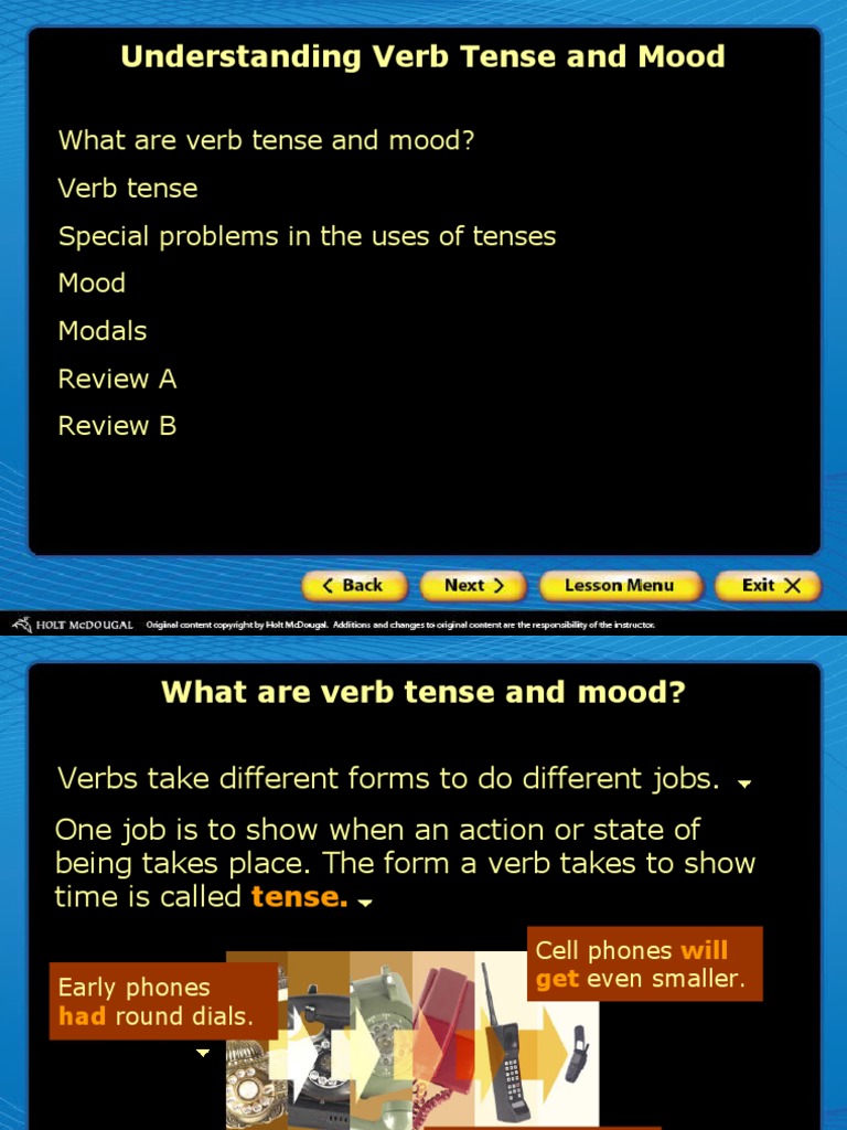 Verb Tense and Mood Explained | PDF | Perfect (Grammar) | Grammatical Tense