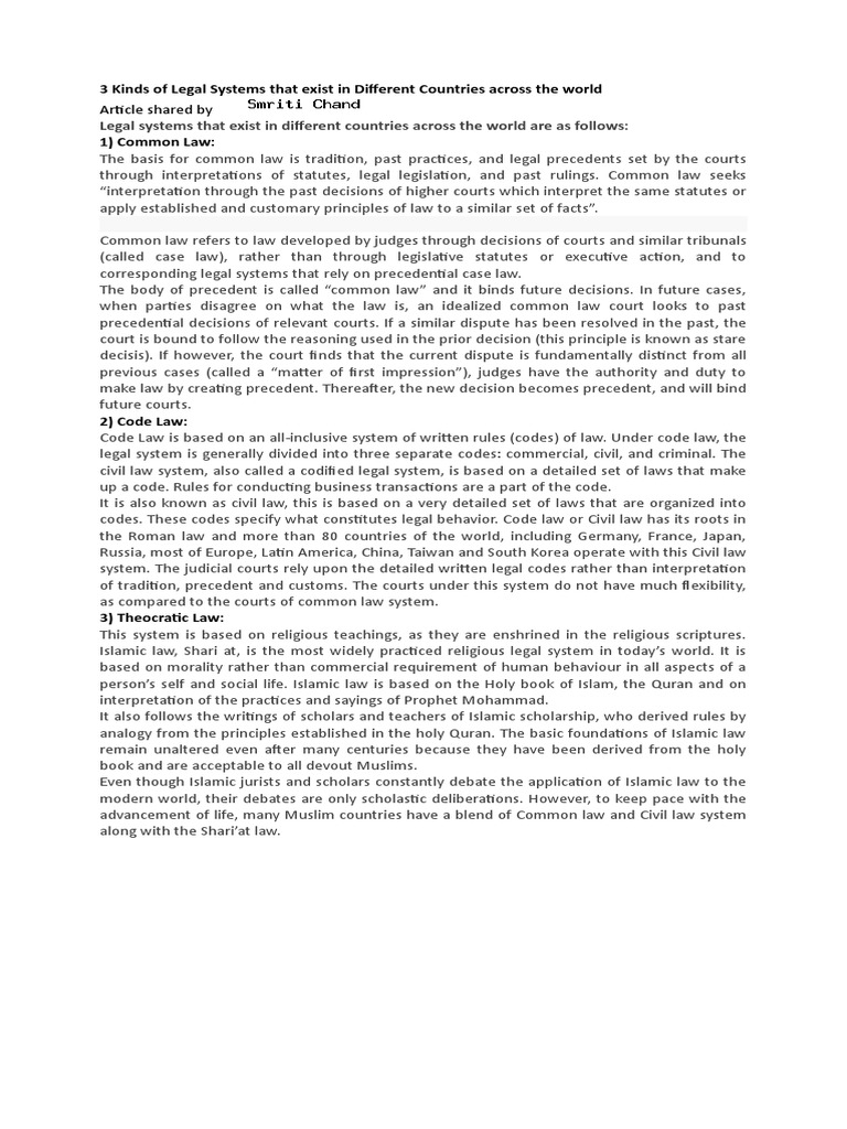 3 Kinds of Legal Systems That Exist in Different Countries Across The ...