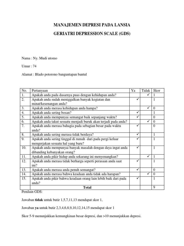 Laporan Pengkajian Manajemen Depresi Pada Lansia | PDF