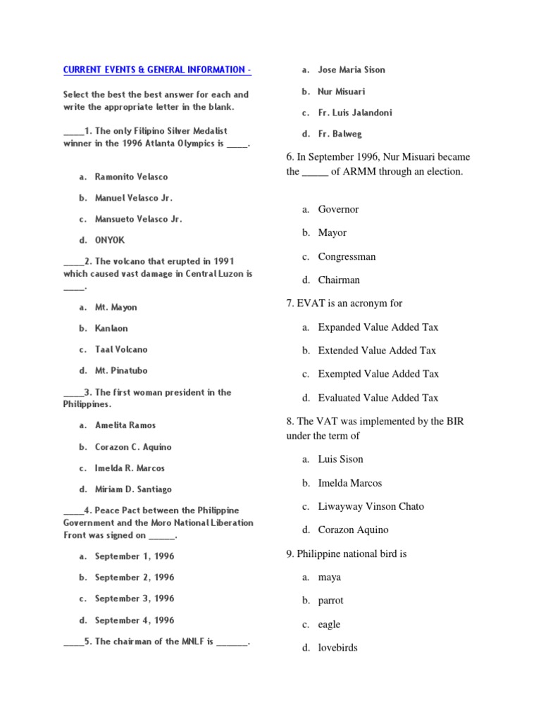 Current Events & General Information | PDF | Philippines | Mindanao