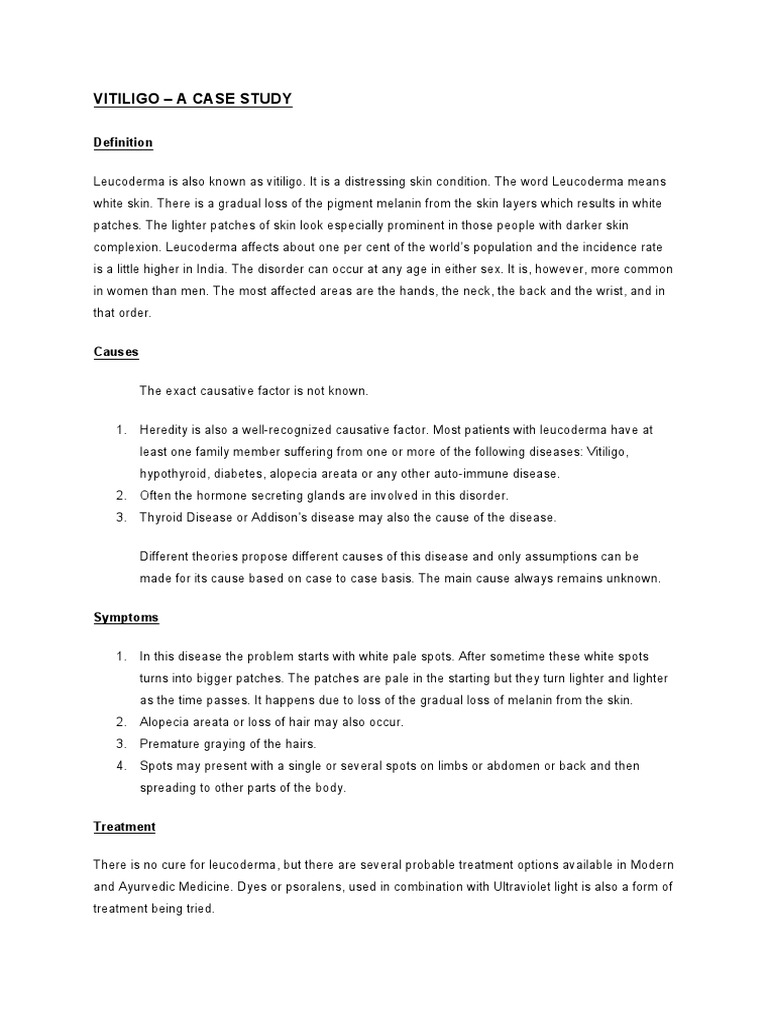 Vitiligo - Case Study | PDF | Hair Loss | Medical Specialties