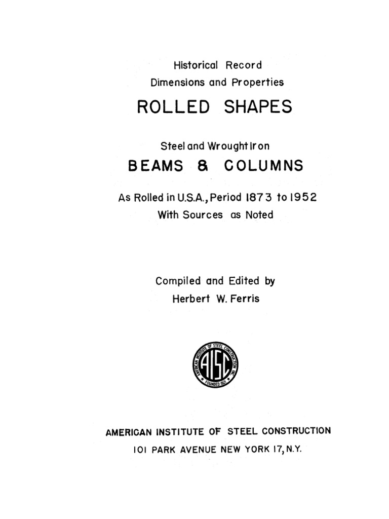 Historical Steel Beam Sizes 1873-1952 | PDF | Metals | Iron