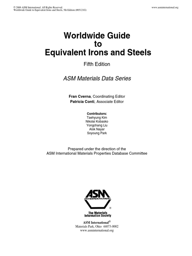 Worldwide Guide To Equivalent Irons and Steels: ASM Materials Data ...