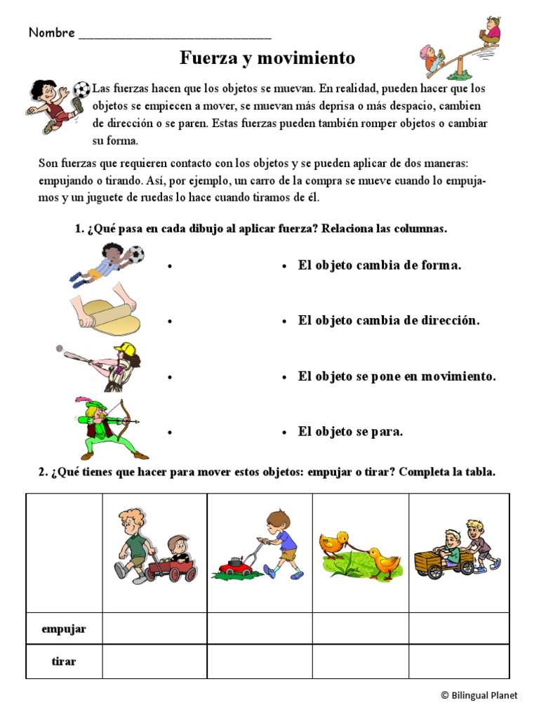 Fuerza y Movimiento para Niños | PDF
