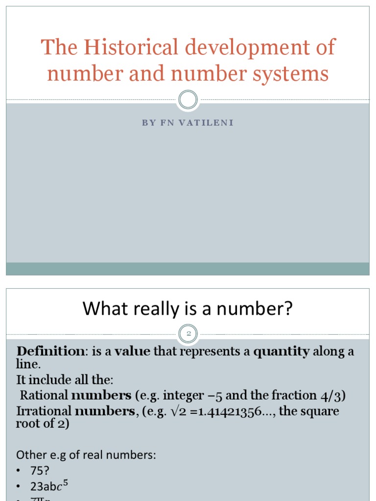Lesson 1 - The Historical Development of Number and Number Systems1 ...