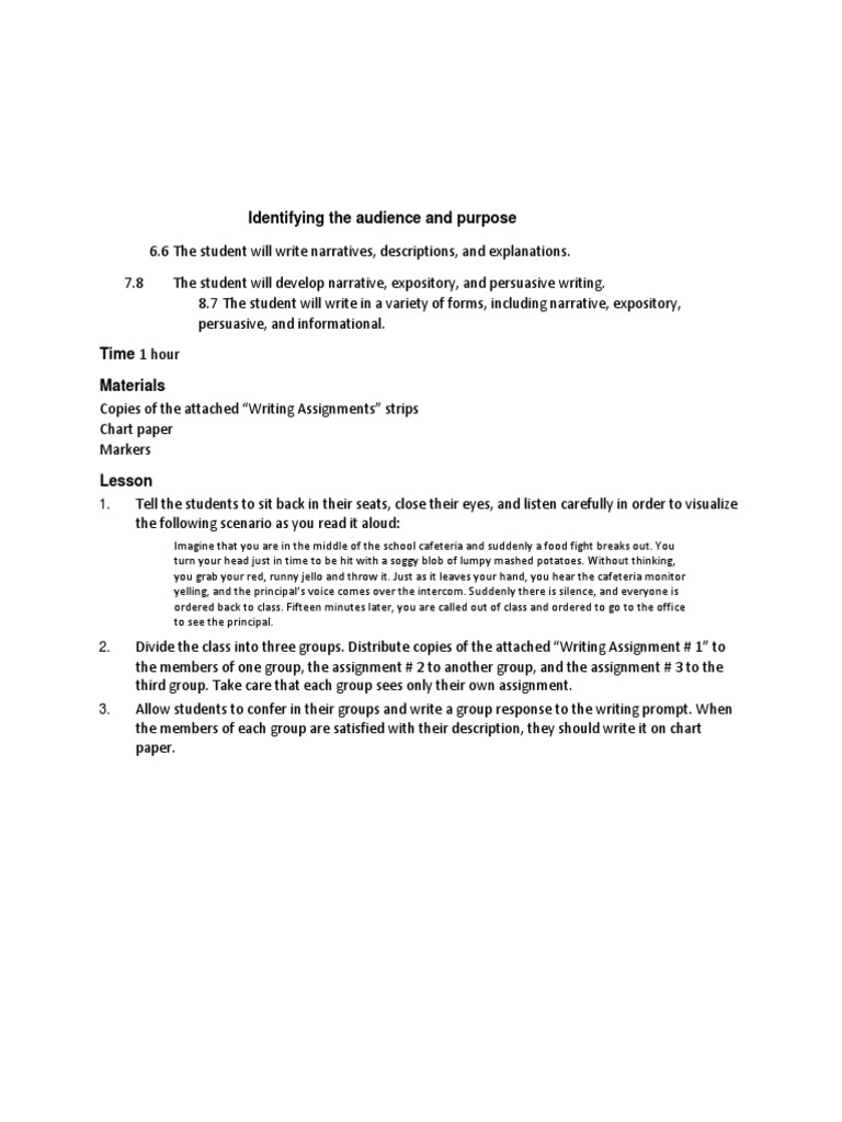 Identifying The Audience and Purpose | PDF | Human Communication | Writing