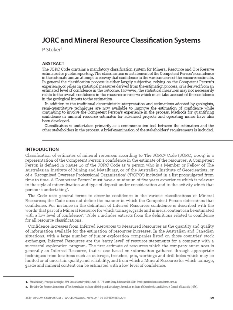 JORC Mineral Resource Classification Guide | PDF | Confidence Interval ...