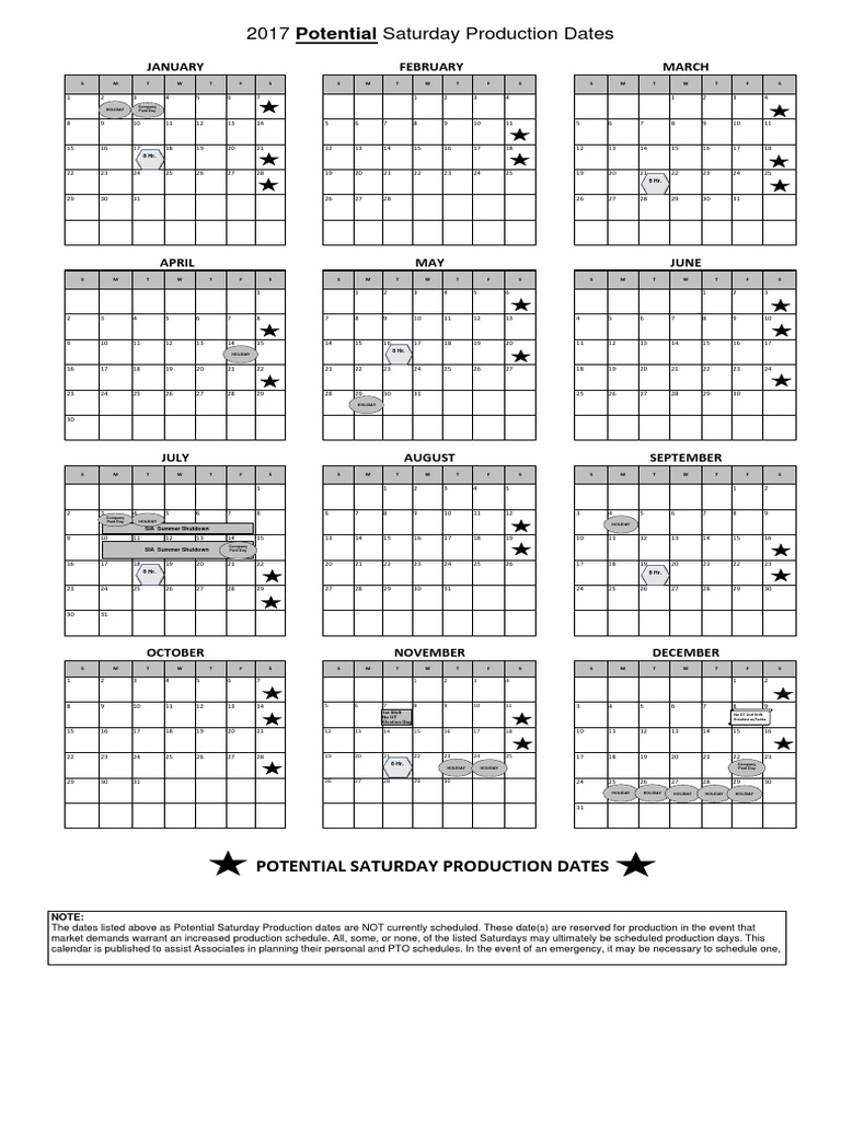 2017 Saturday Production Schedule | PDF | Business