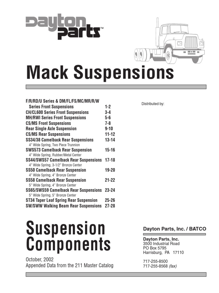 Mack Truck Suspension Parts Overview | PDF | Nut (Hardware) | Screw