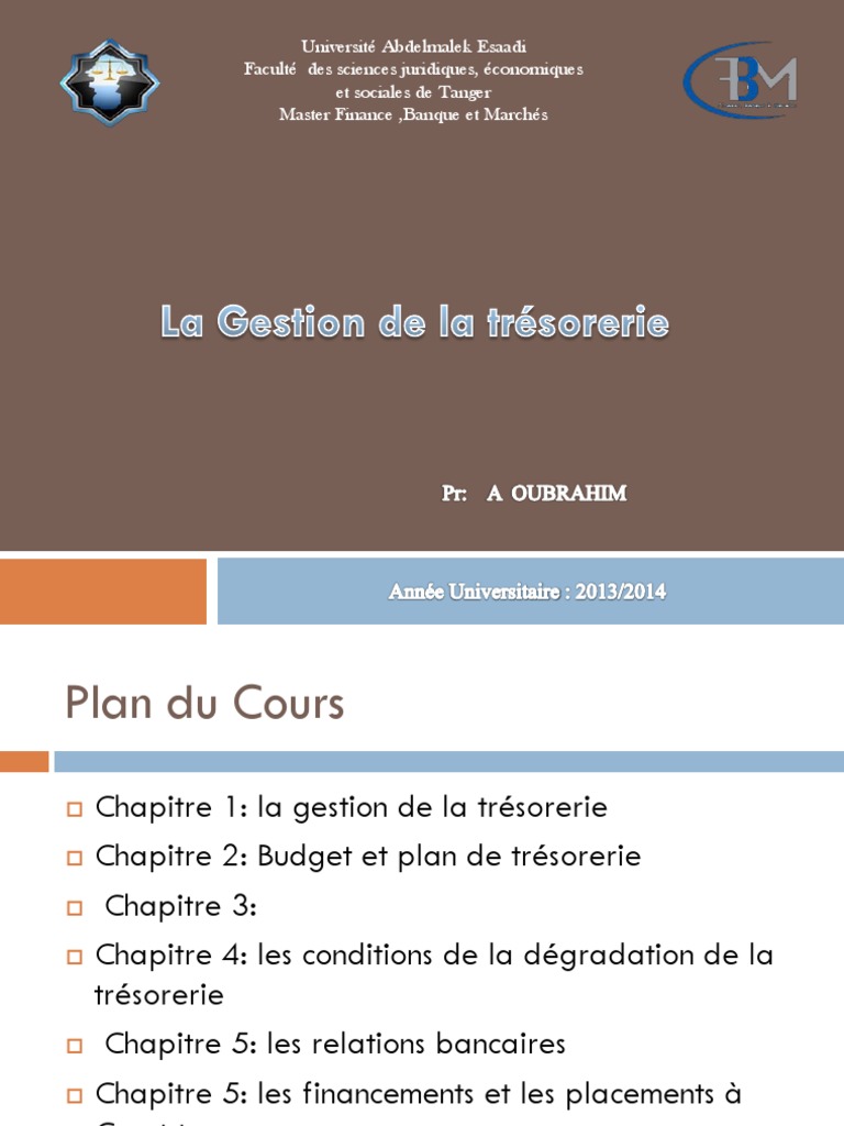 Chapitre 1 Cours de Gestion de La Trésorerie | PDF | Trésor | Banques
