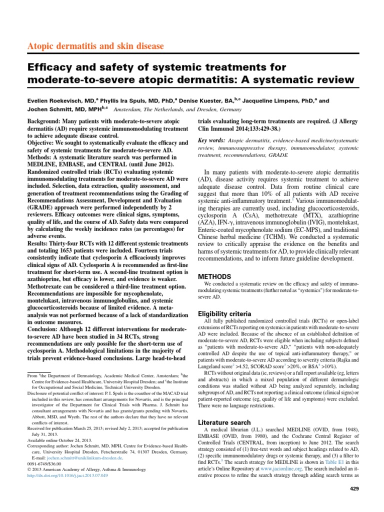 Atopic Dermatitis Article | PDF | Randomized Controlled Trial ...