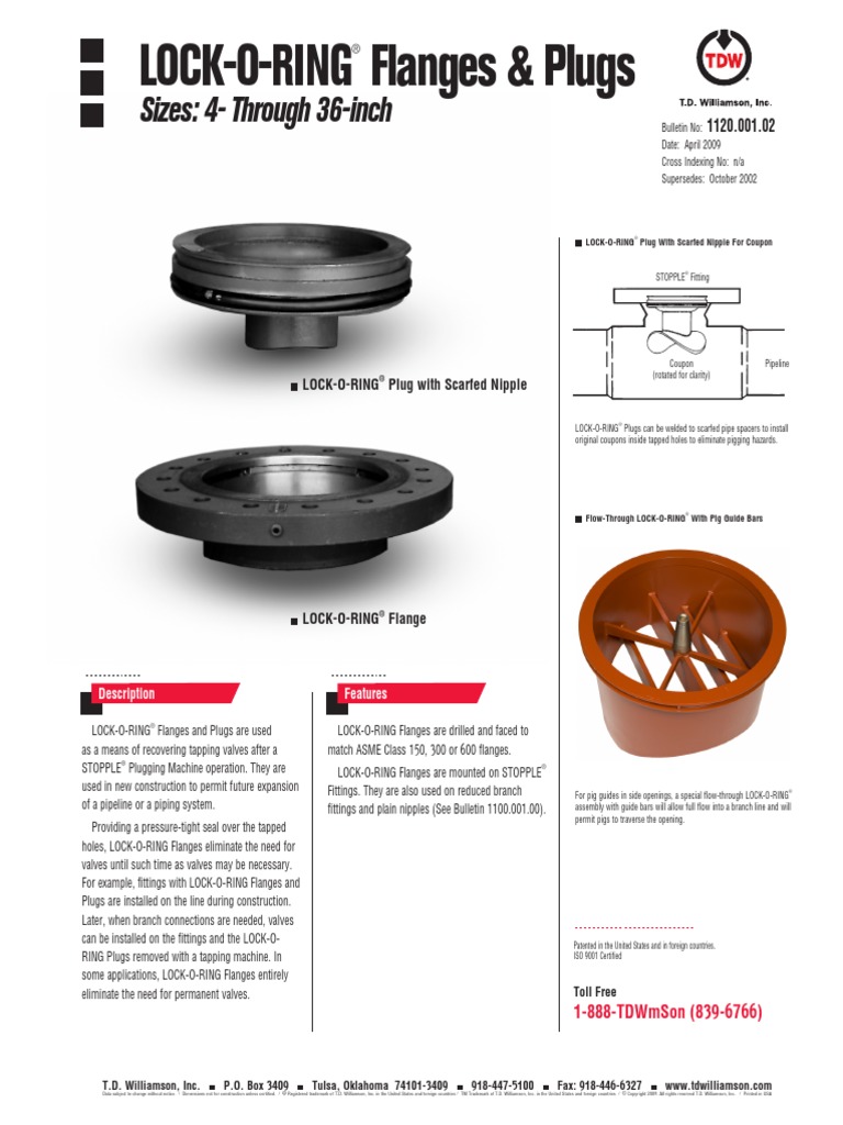 LOCK O RING Flanges and Plugs | Plumbing | Hydraulic Engineering