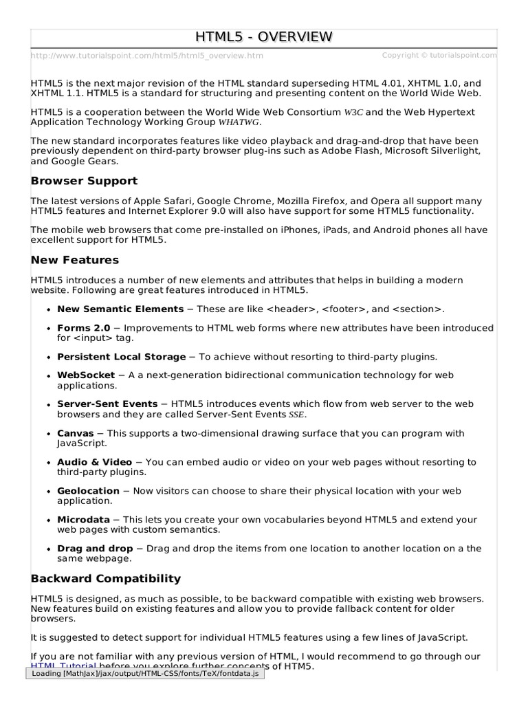 Html5 Overview | PDF | Html5 | Html