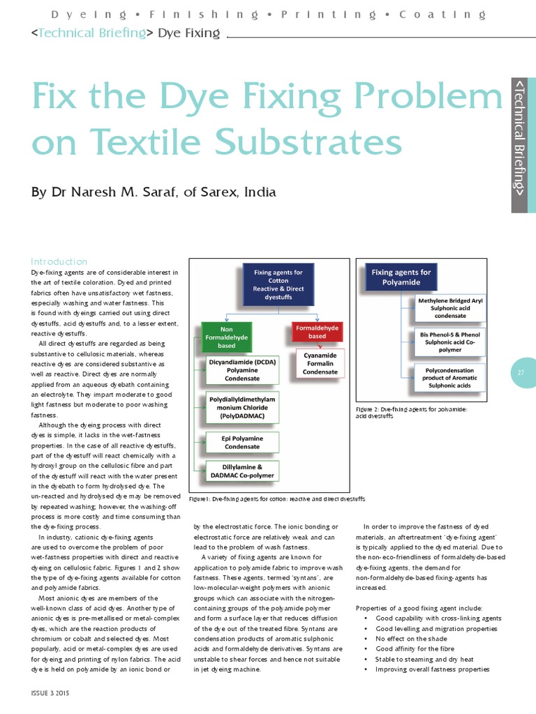 Dye Fixing Problems | PDF | Dye | Dyeing