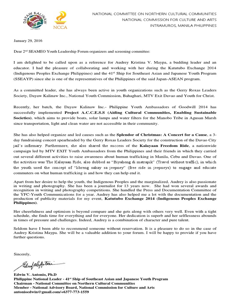 Recommendation Letter | PDF | Philippines