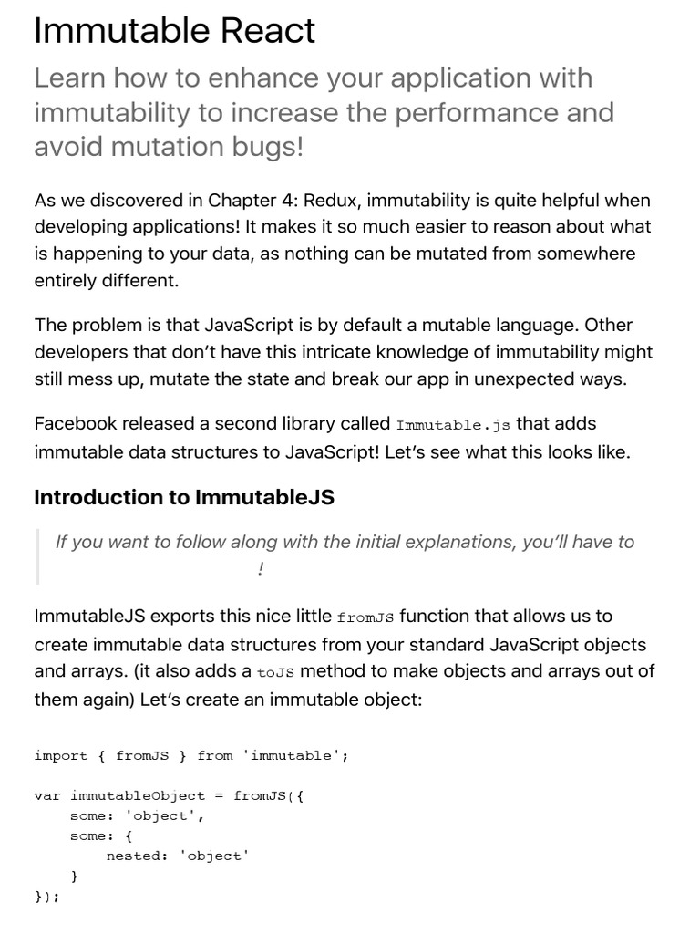 05 Immutable React | PDF | Java Script | Computer Data