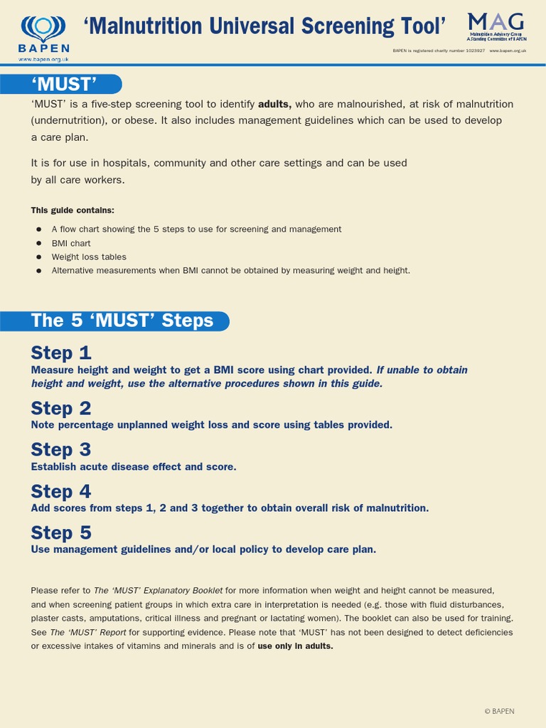 MUST Malnutrition Universal Screening Tool.pdf | Desnutrición | Índice de masa corporal