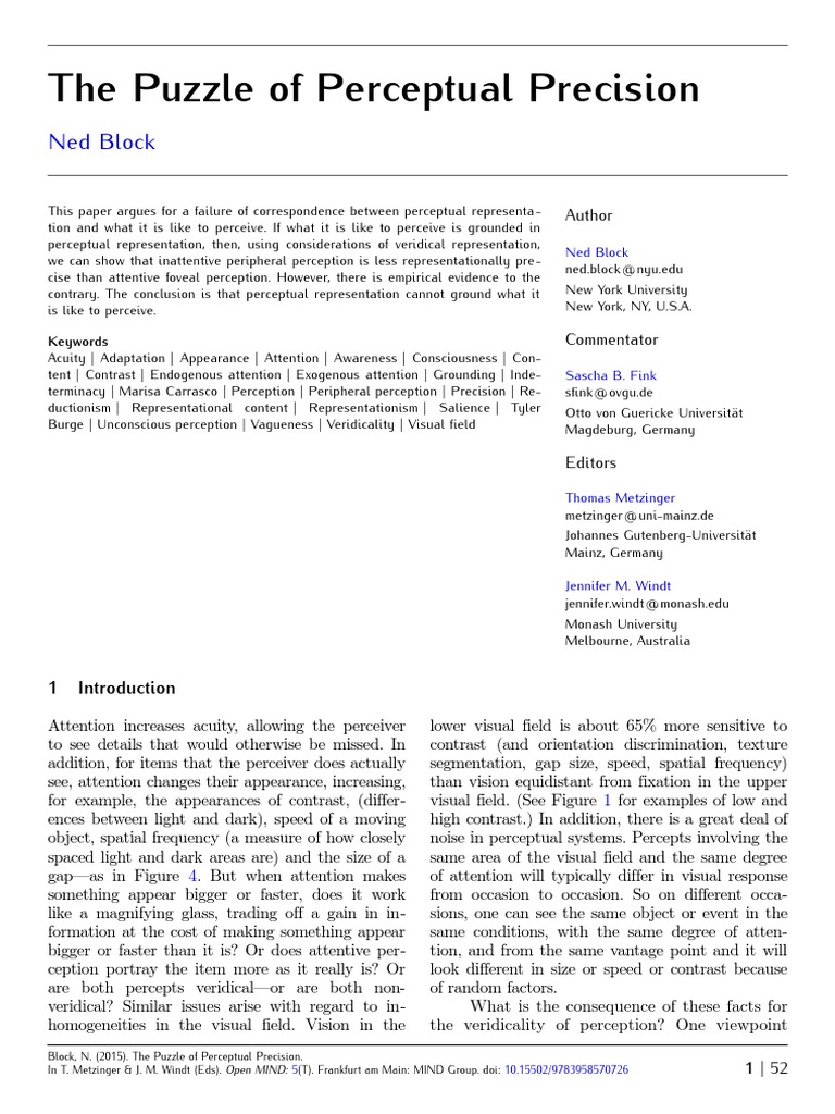 The Puzzle of Perceptual Precision | PDF | Contrast (Vision) | Perception