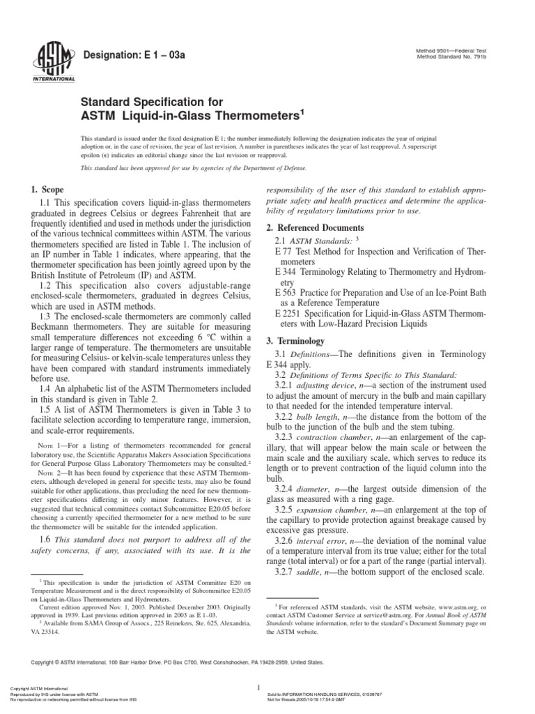 NORMA ASTM E1 | Thermometer | Celsius