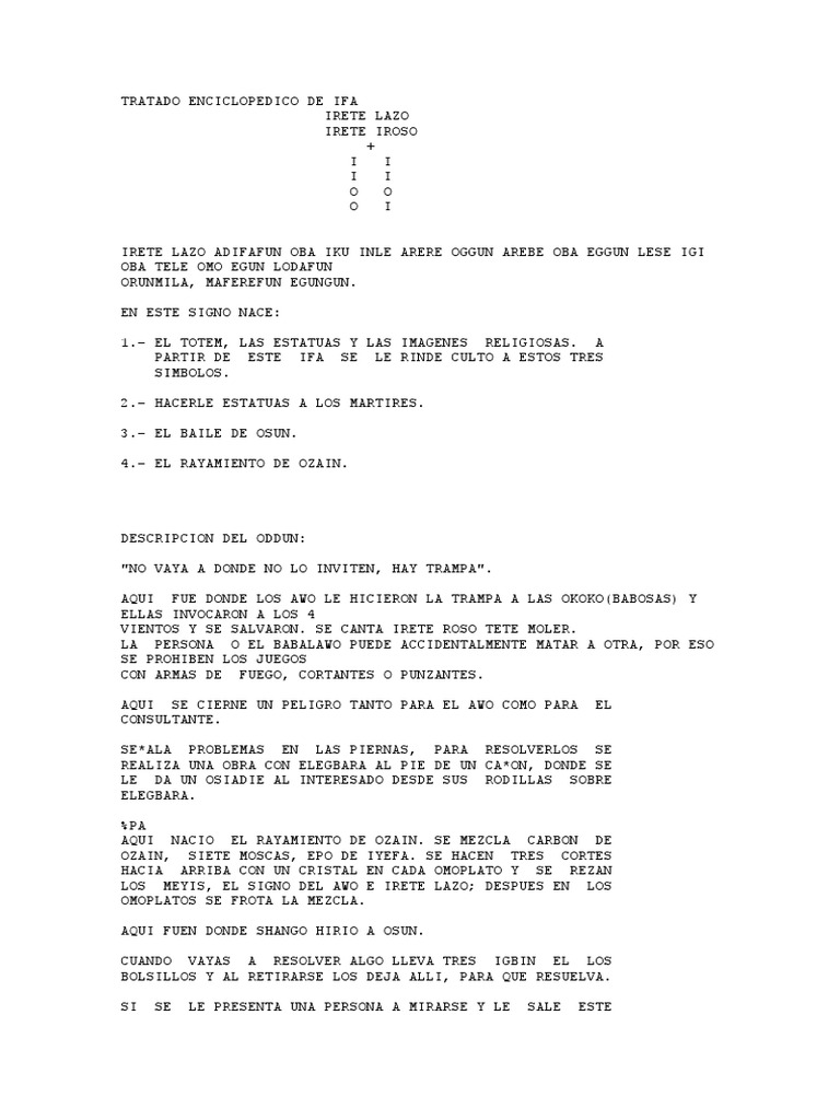 Misterios de Irete Lazo en Ifá | PDF | Cocina, comidas y vino