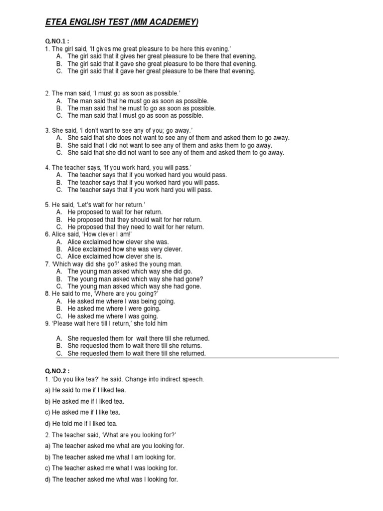 Direct Indirect Test ETEA | PDF | Mystery, Thriller & Crime Fiction