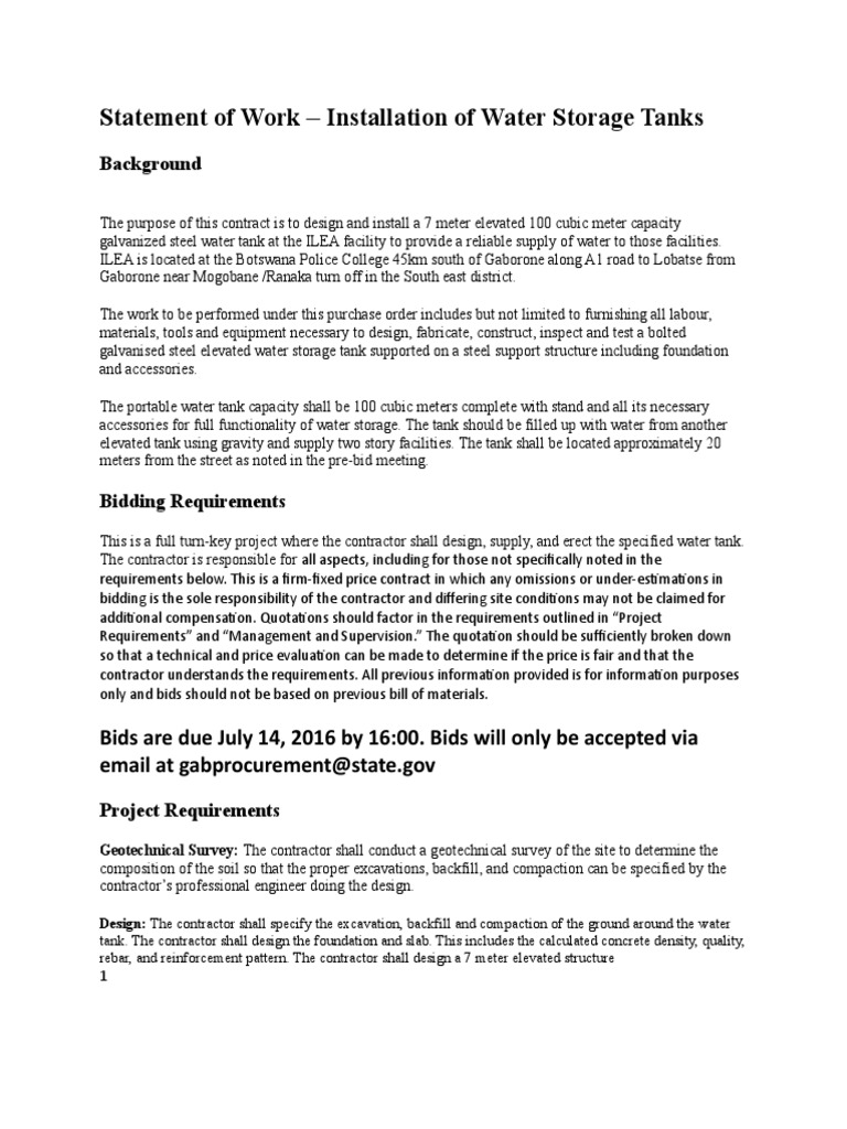 Installation and Commissioning of Elevated Water Tank at ILEA | PDF ...