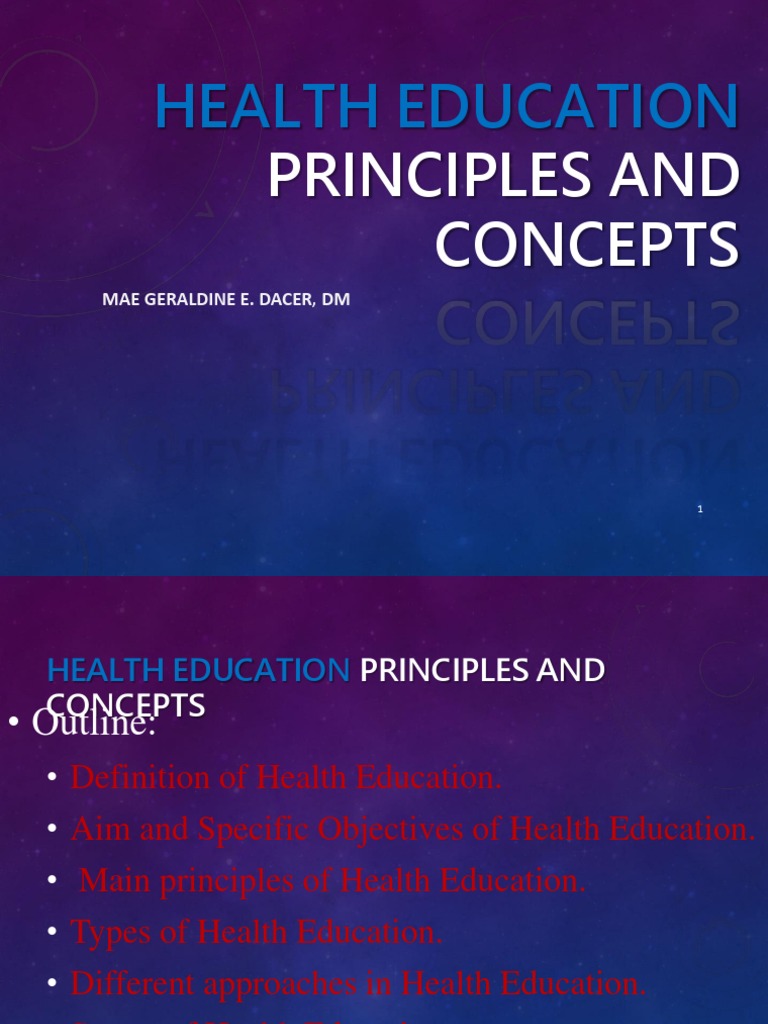 Health Education Principles and Concepts | PDF | Health Education ...