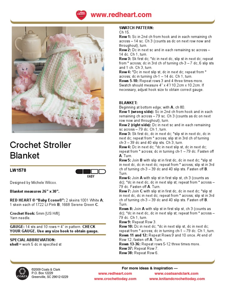 Free Pattern - Crochet Stroller Blanket LW1578 | PDF | Crochet ...