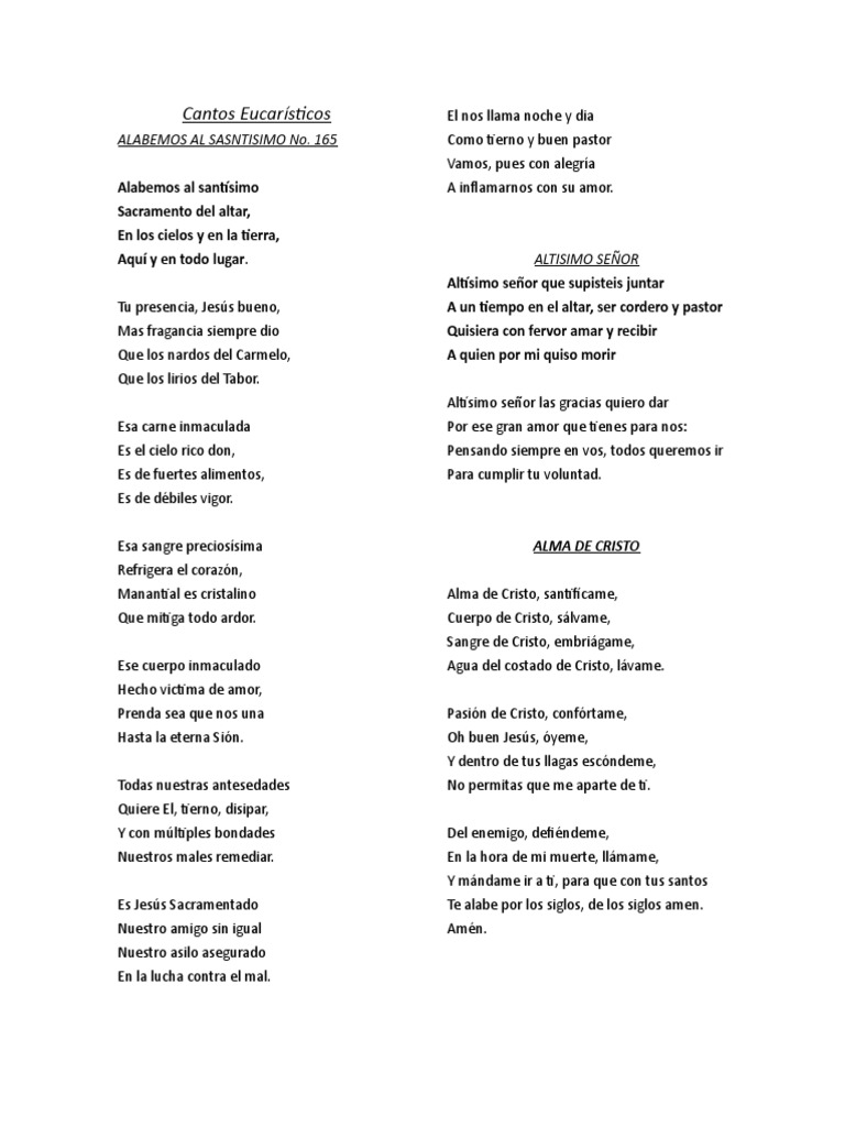 Cantos Eucarísticos | PDF