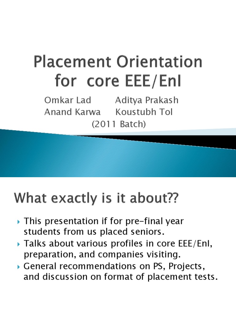Core EEE EnI Placement Presentation | Download Free PDF | Embedded ...