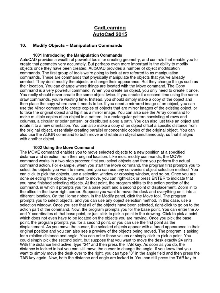 Modify Objects - Manipulation Commands | PDF | Array Data Structure | Command Line Interface